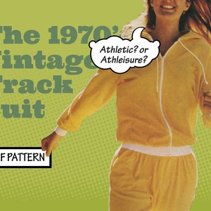 PATTERN Easy Sew Vintage Retro Women 1970s TRACKSUIT Set Zipup Hoodie ...