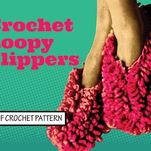 Easy Vintage CROCHET Pattern Loopy Slippers Adult Child Popcorn Dustmop ...