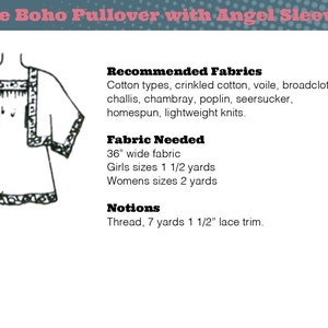 Vintage Sewing Pattern Easy Women Girls Boho Pullover Angel Sleeves ...