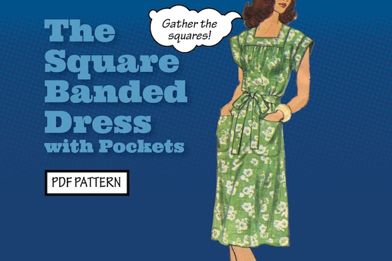 Vintage Sewing Pattern Womens Square Banded Dress Top Full | Etsy