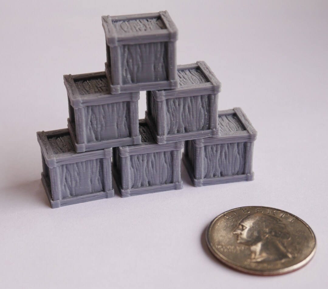 Crate 6 Pack 28mm Scale Crates for Tabletop Gaming D&D, Pathfinder ...
