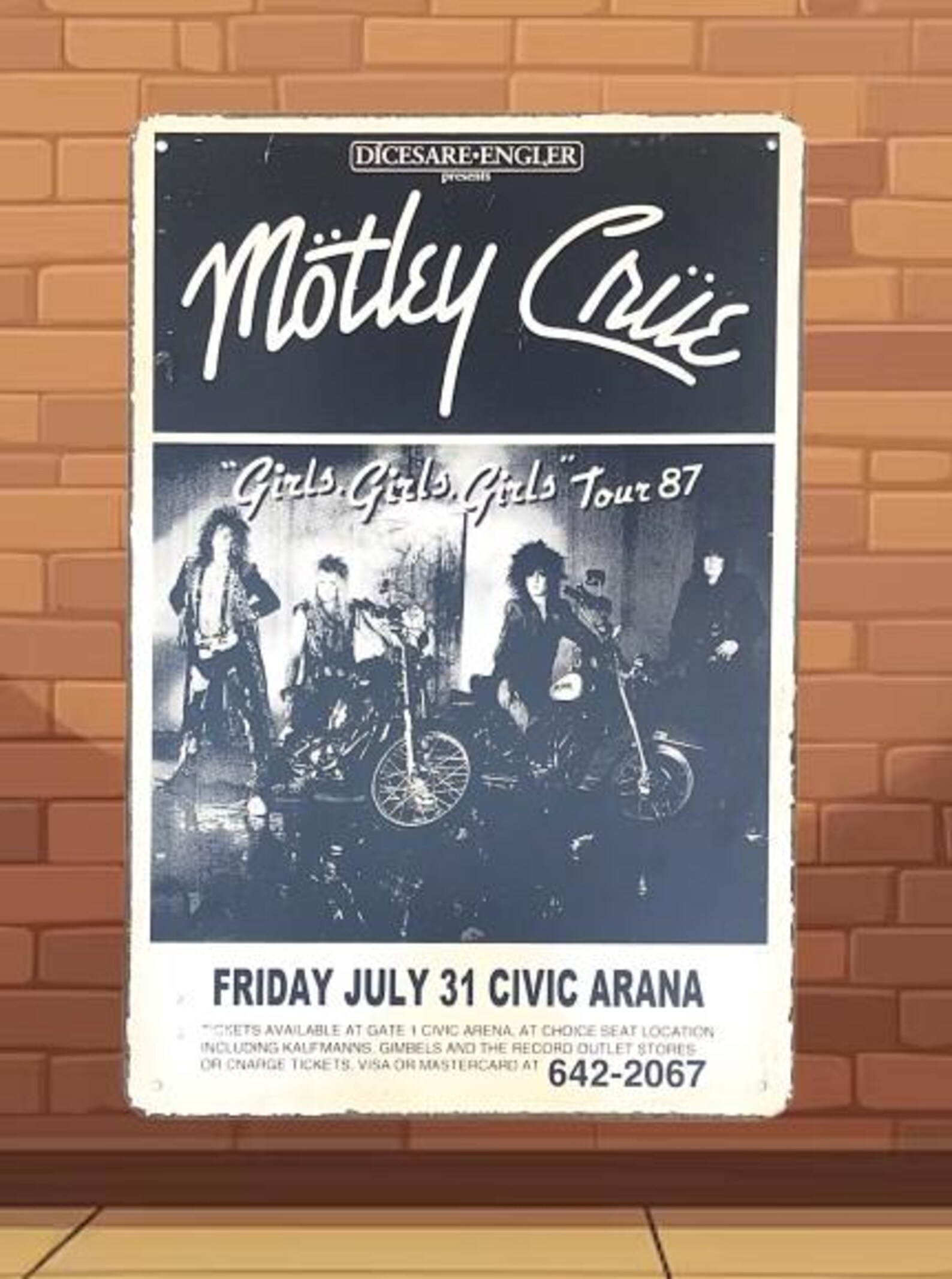 Motley Crue Civic Arena Concert Ticket Metal Sign - Etsy