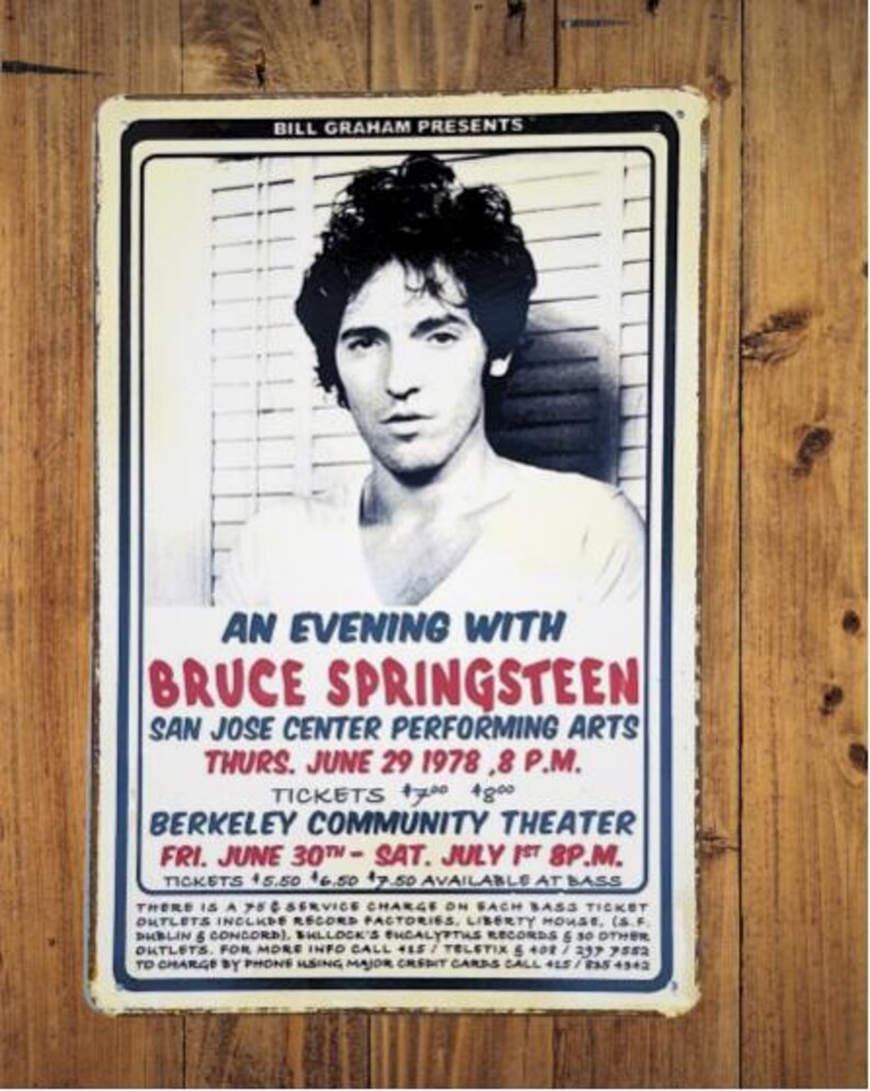 Bruce Springsteen 1978 Concert Ticket Metal Sign - Etsy