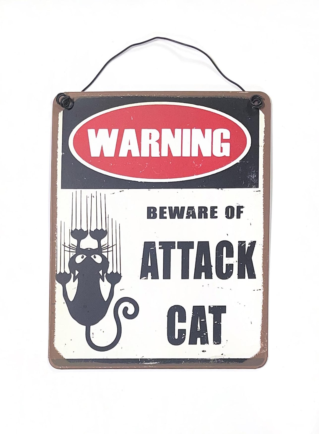 Beware of Attack Cat Metal Hanging Sign - Etsy
