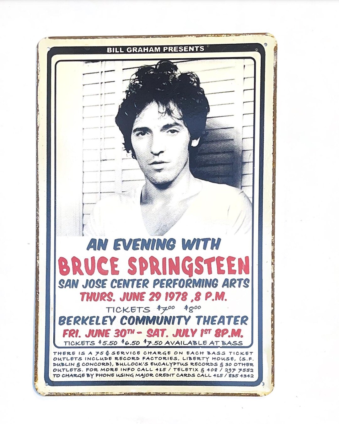 Bruce Springsteen 1978 Concert Ticket Metal Sign - Etsy