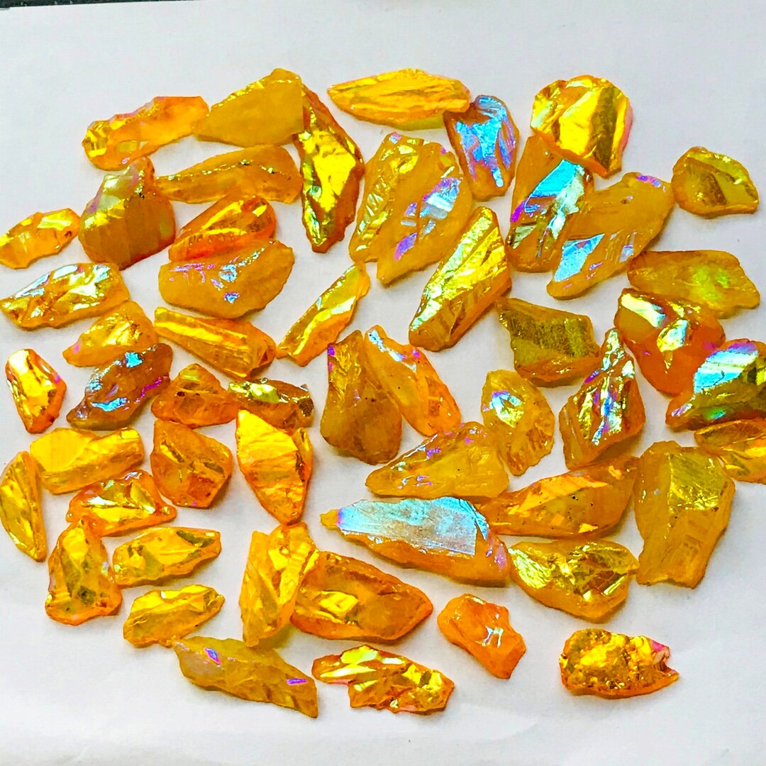 Natural Yellow Titanium Coated Crystal Quartz Gemstone Yellow Crystal ...