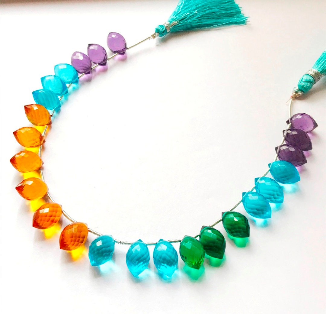 24 Pieces Multi Hydro Quartz Rice Shape Earring Beads Loose Multi Rice ...