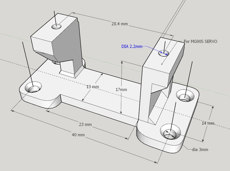 4 Pcs Mini Small Servo SG90 MG90S Mount Bracket / Stand Horizontal , 3d ...