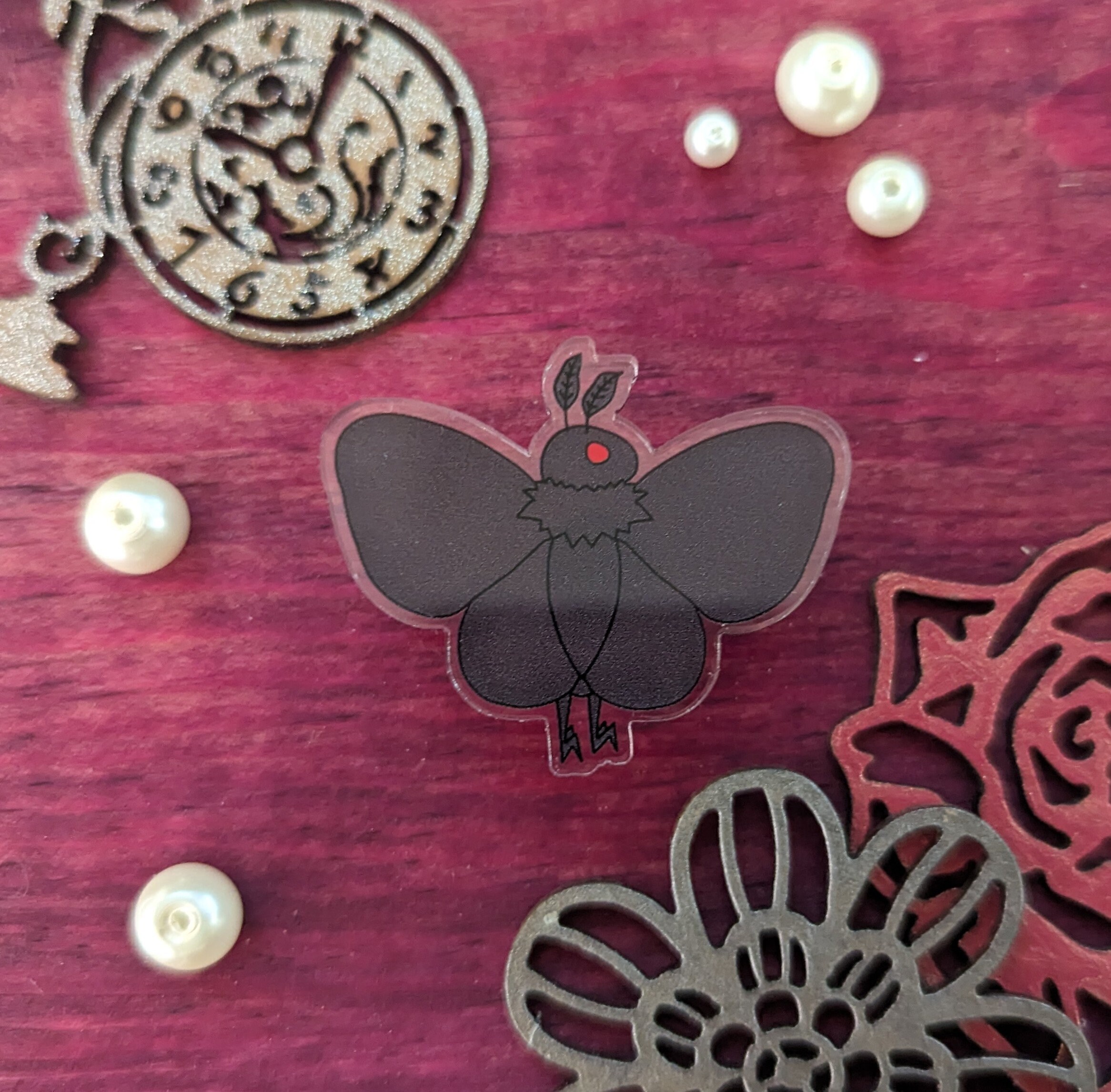 Mothman Acrylic Pin Moth Man Kawaii Cryptid - Etsy