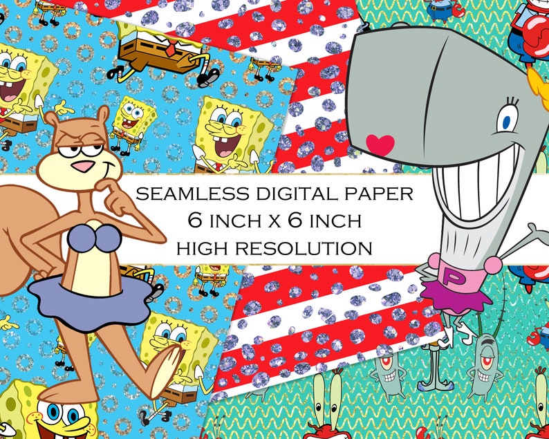 Spongebob Squarepants. Seamless Paper. Clip Art. Digital | Etsy
