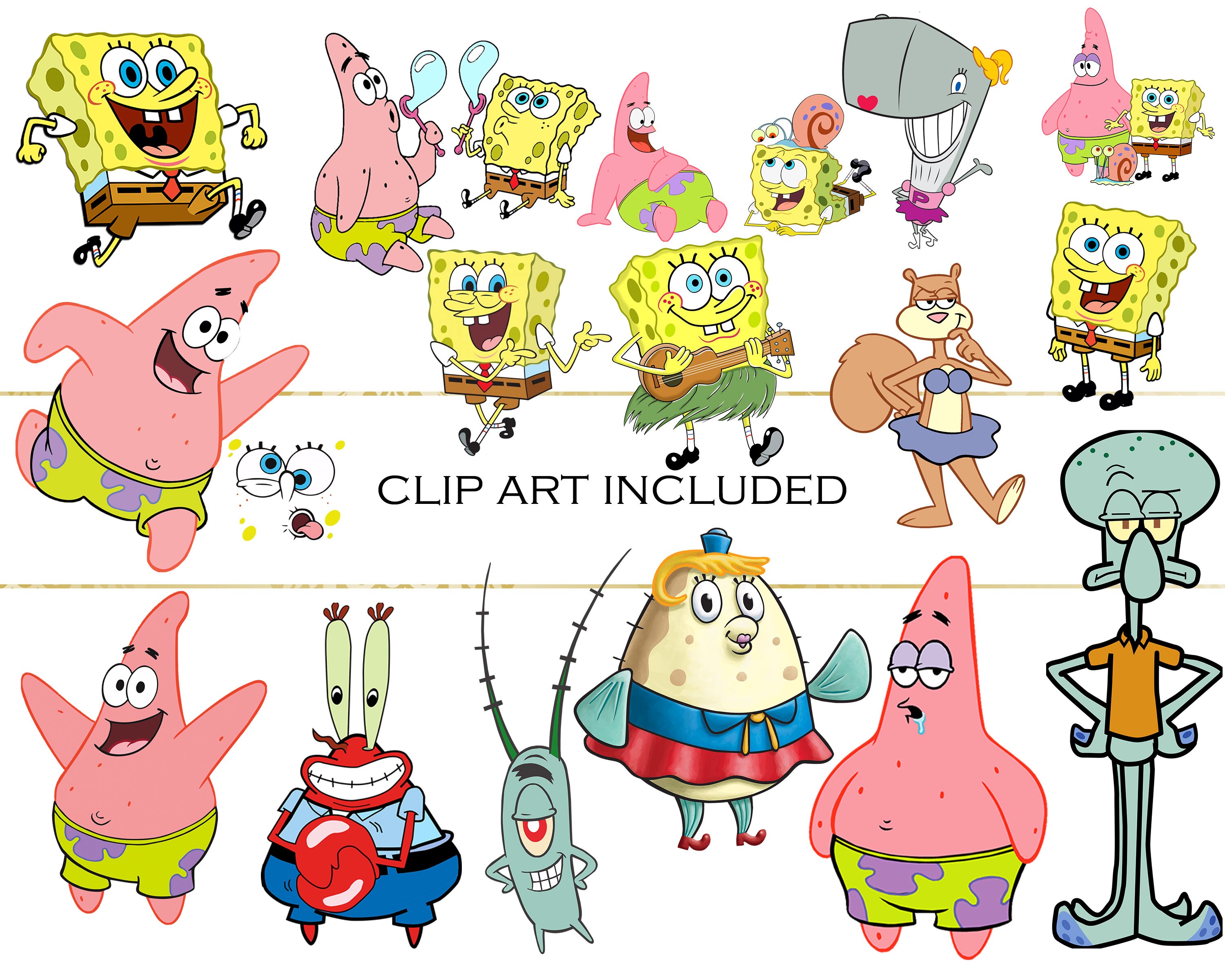 SpongeBob SquarePants. Seamless Paper. Clip Art. Digital | Etsy