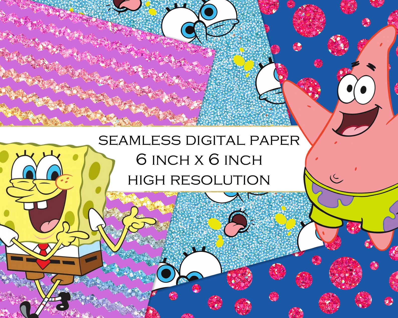SpongeBob SquarePants. Seamless Paper. Clip Art. Digital | Etsy