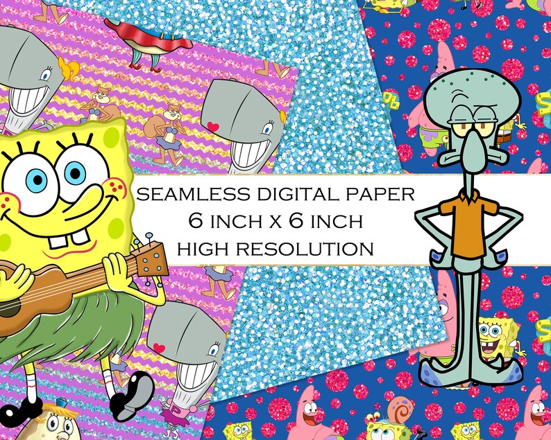 Spongebob Squarepants. Seamless Paper. Clip Art. Digital | Etsy