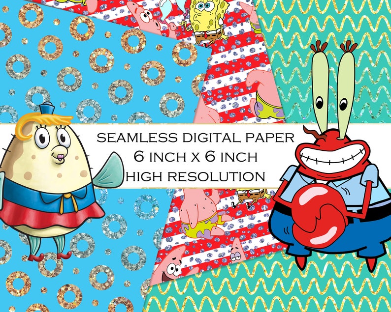 Spongebob Squarepants. Seamless Paper. Clip Art. Digital | Etsy