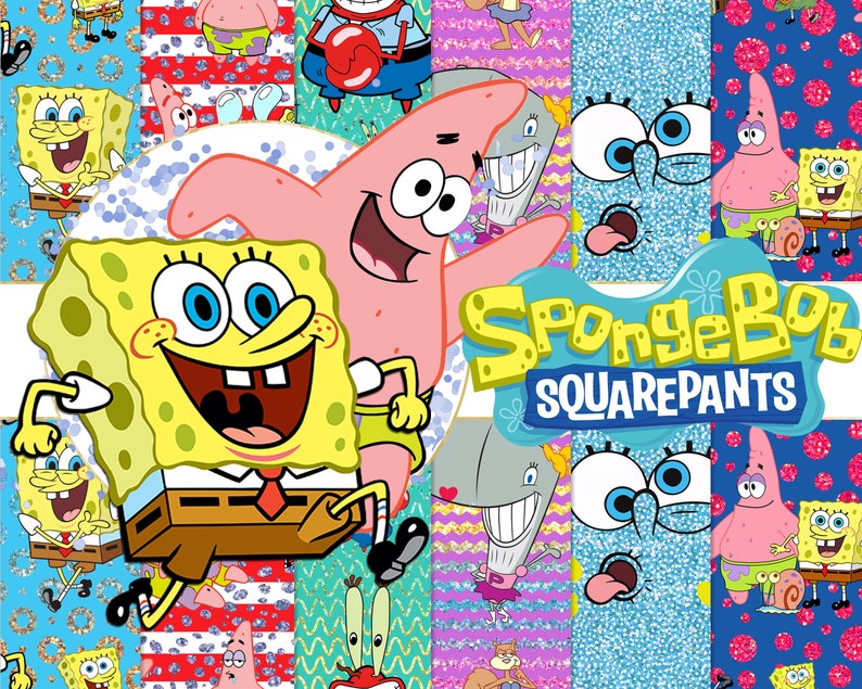 Spongebob Squarepants. Seamless Paper. Clip Art. Digital | Etsy