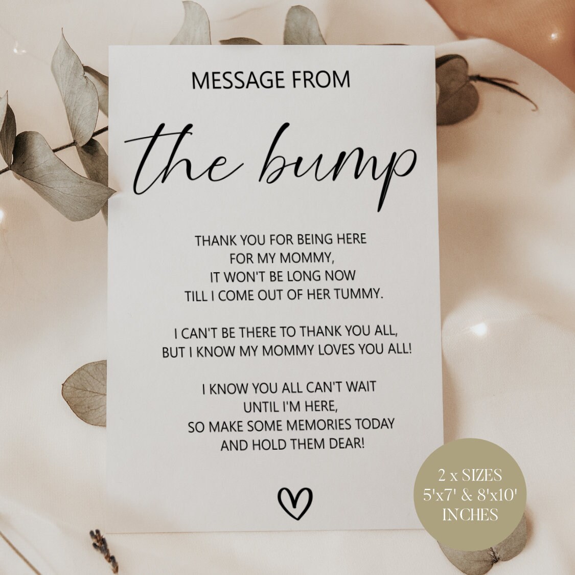 Sign Message From the Bump Template Minimalist Baby Shower Sign Message ...