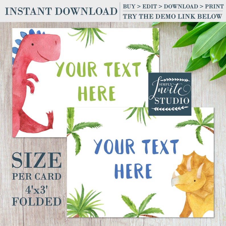 Editable Dinosaur Party Food Labels Dinosaurs Trex Birthday - Etsy