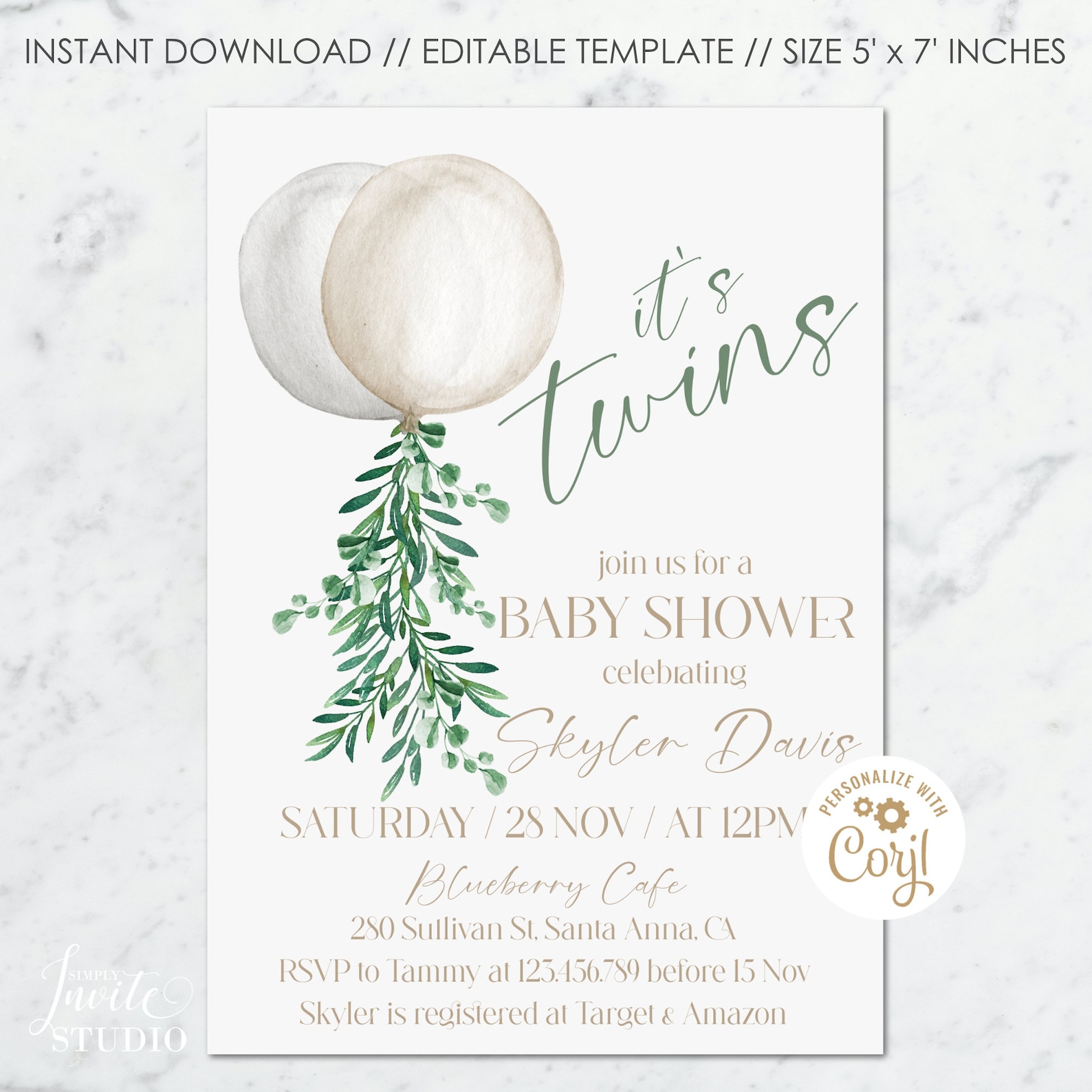 Gender Neutral Twins Baby Shower Bundle, Winter Shower Invite Set ...