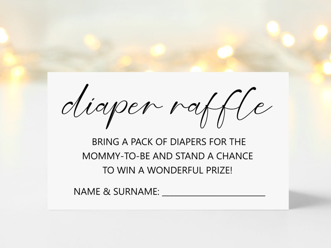 Minimalist Diaper Raffle Card | Diaper Raffle Card Insert | Baby Shower ...