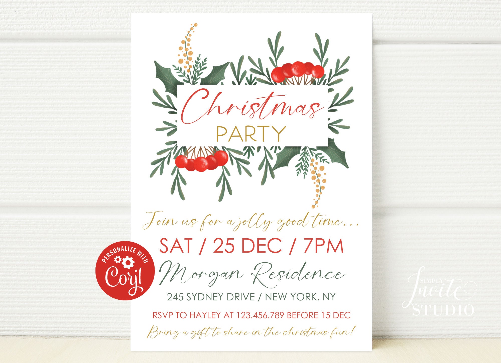 Christmas Party Invitation, Party Announcement, Christmas Hat Party ...