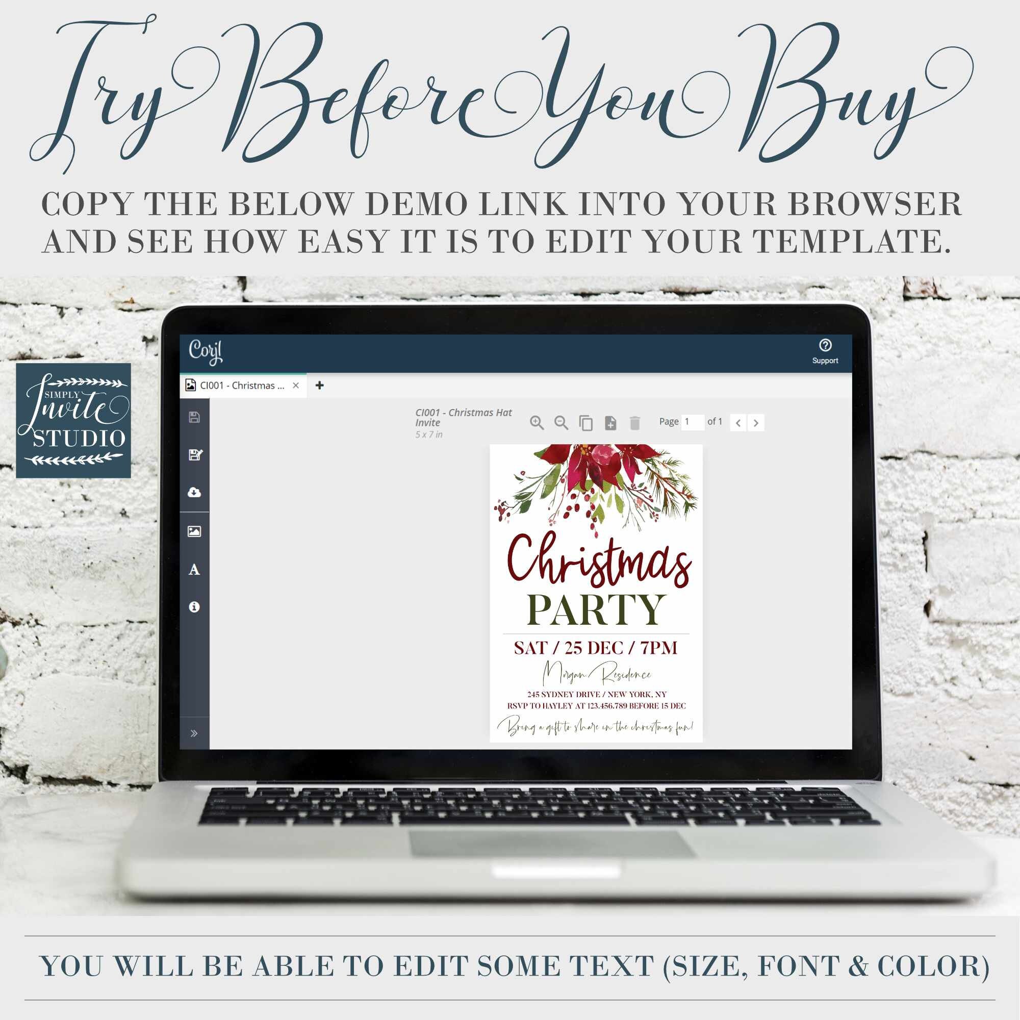 EDITABLE Christmas Party Invitation, Party Announcement, Christmas ...