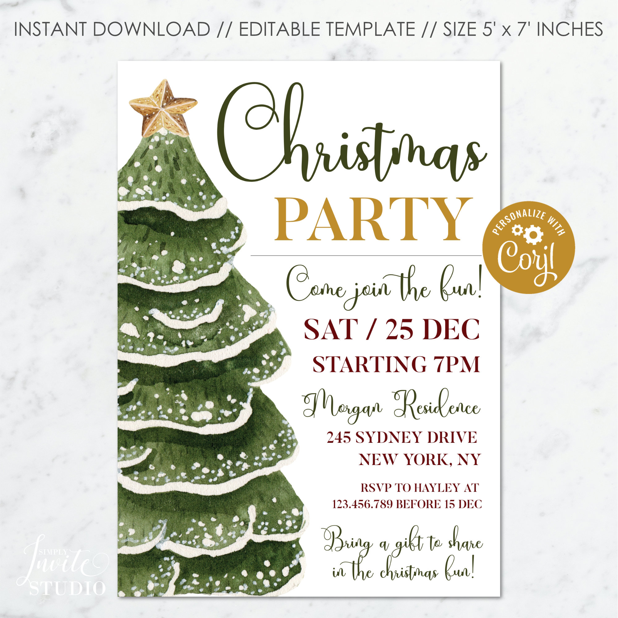 EDITABLE Christmas Tree Party Invitation, Party Announcement, Christmas ...