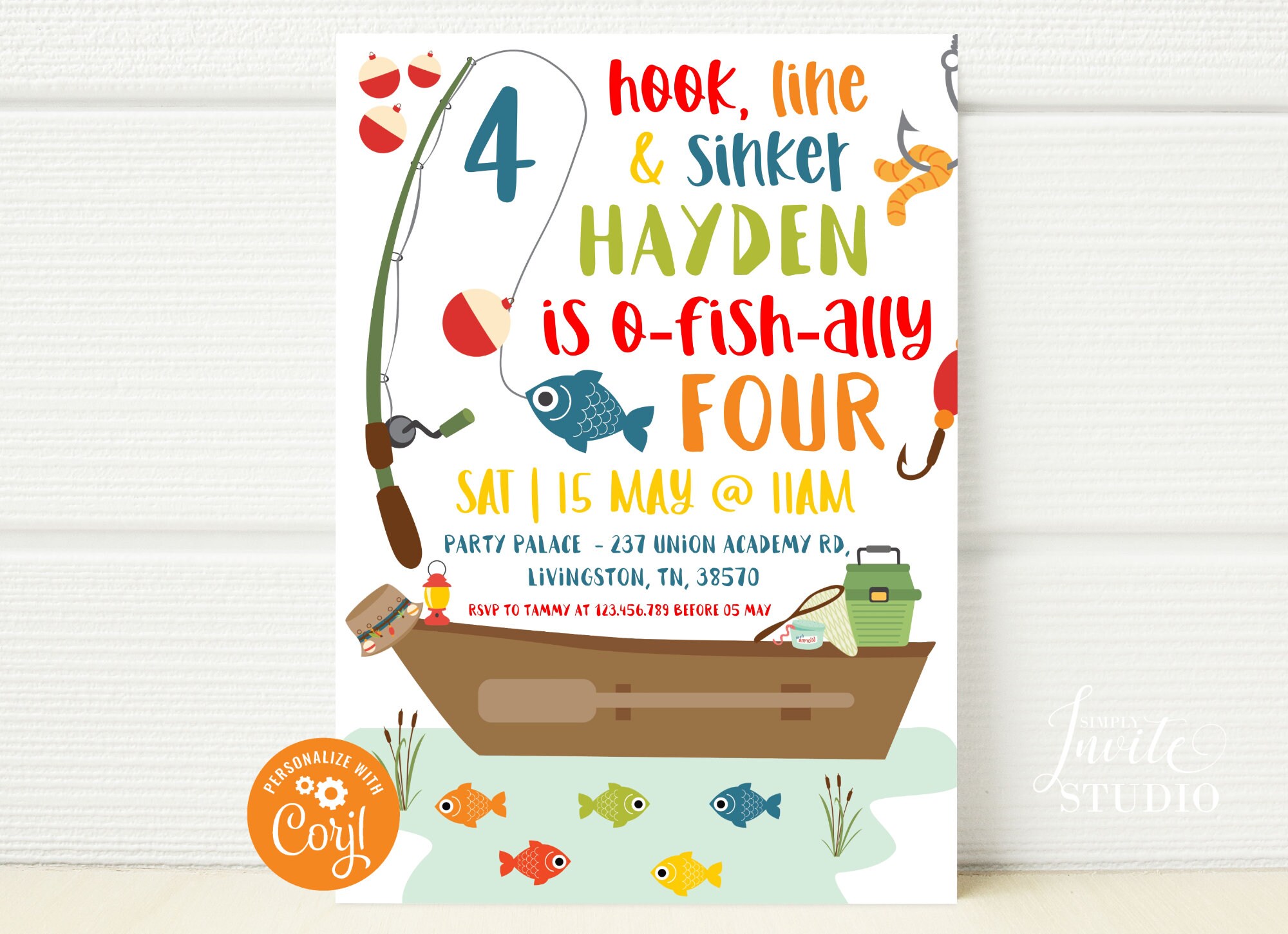 Fishing Party Invitation, the Big One Birthday, O-fish-ally Party ...