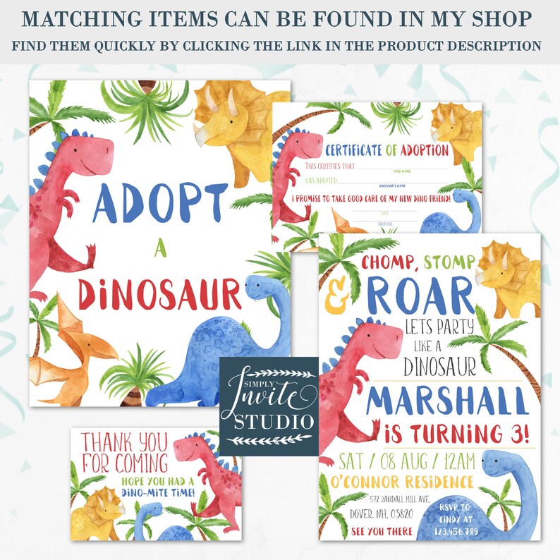 Dinosaur Birthday Party Thank You Note, Dino-mite Printable Thank You ...