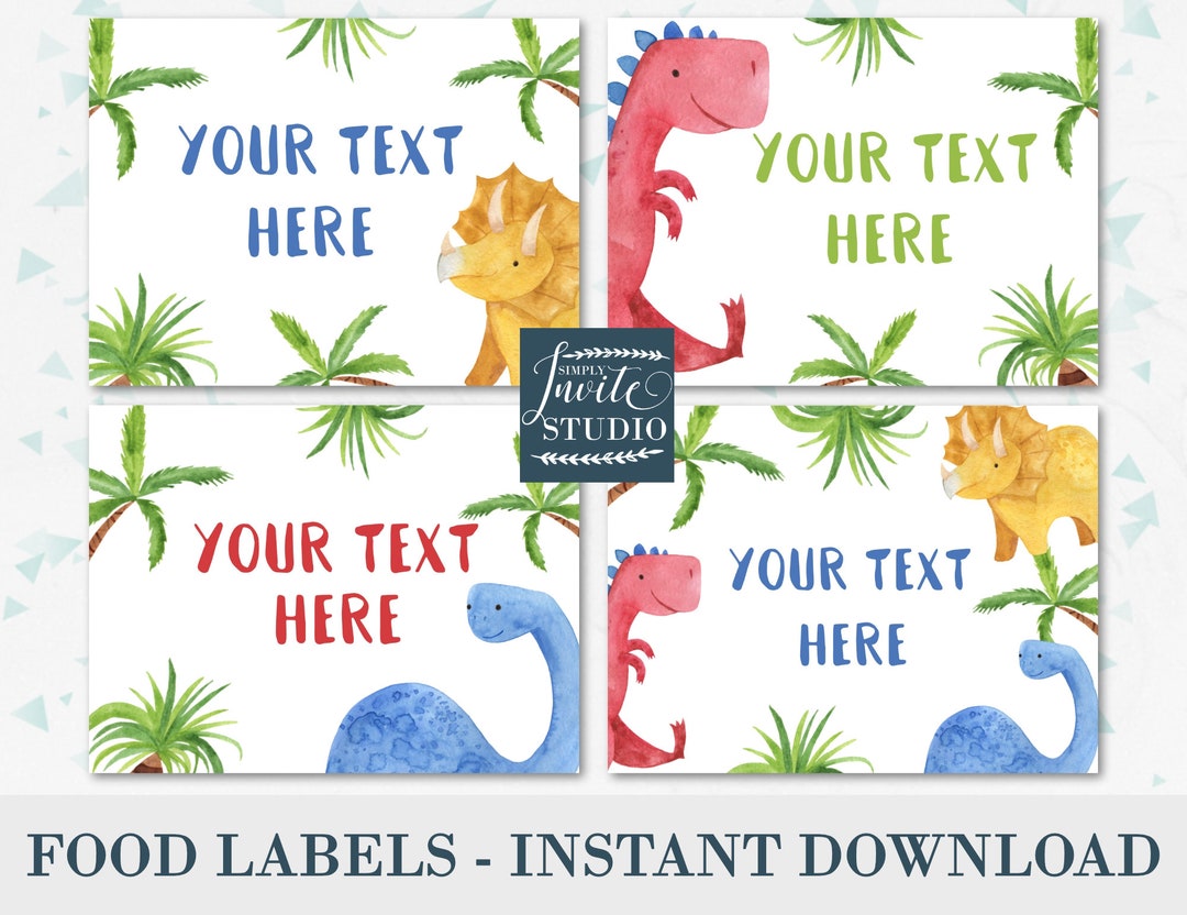 Editable Dinosaur Party Food Labels, Dinosaurs, Trex Birthday Template ...
