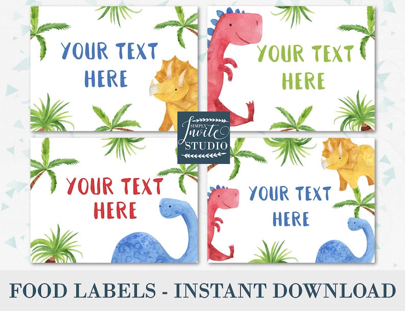 Editable Dinosaur Party Food Labels Dinosaurs Trex Birthday - Etsy