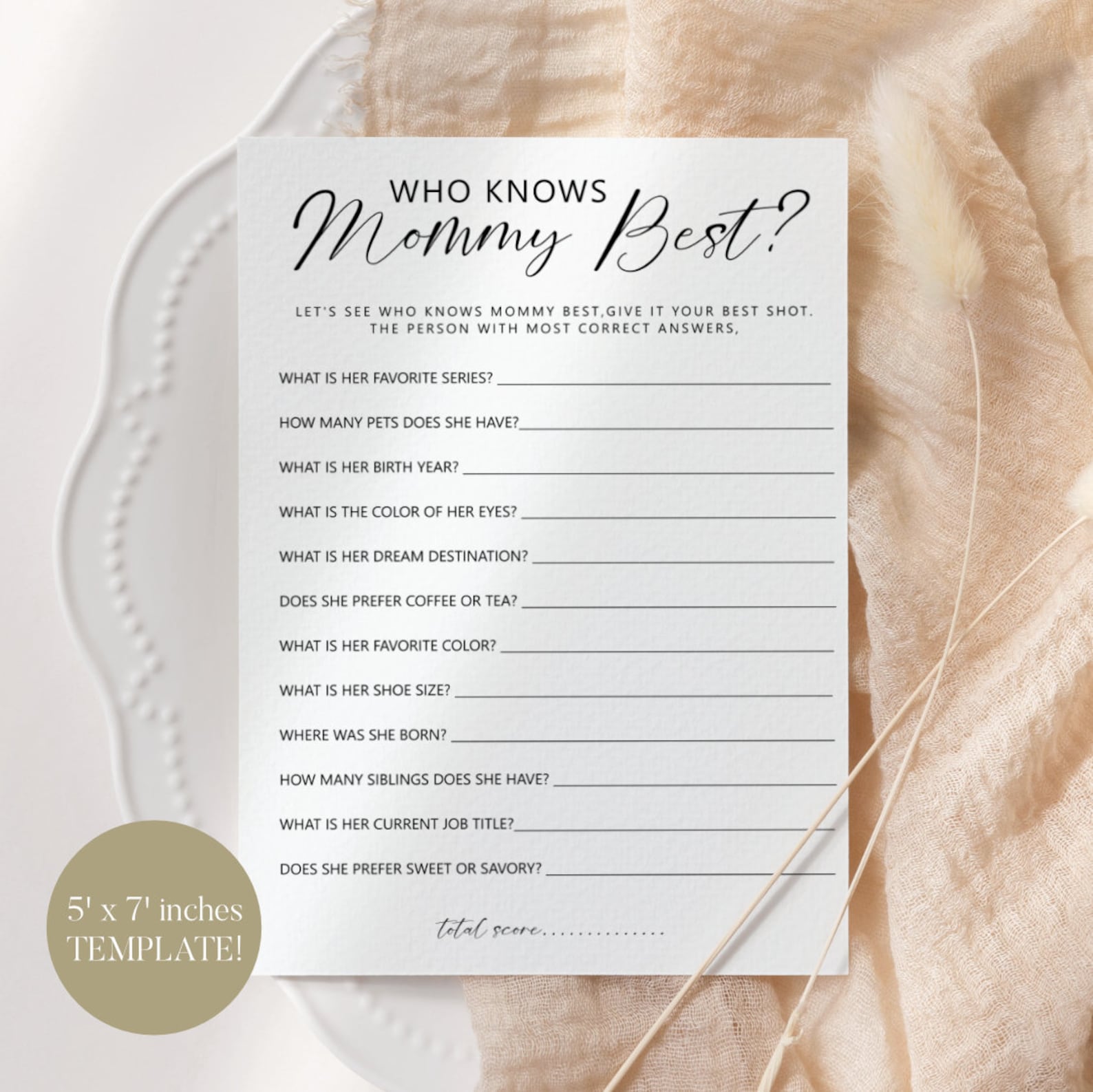 Baby Shower Game Who Knows Mommy Best How Well Do You Know Mommy Baby ...