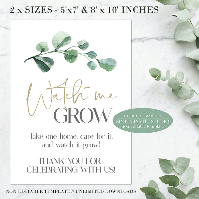 Watch Me Grow Printable Sign Baby Shower Décor Succulent - Etsy