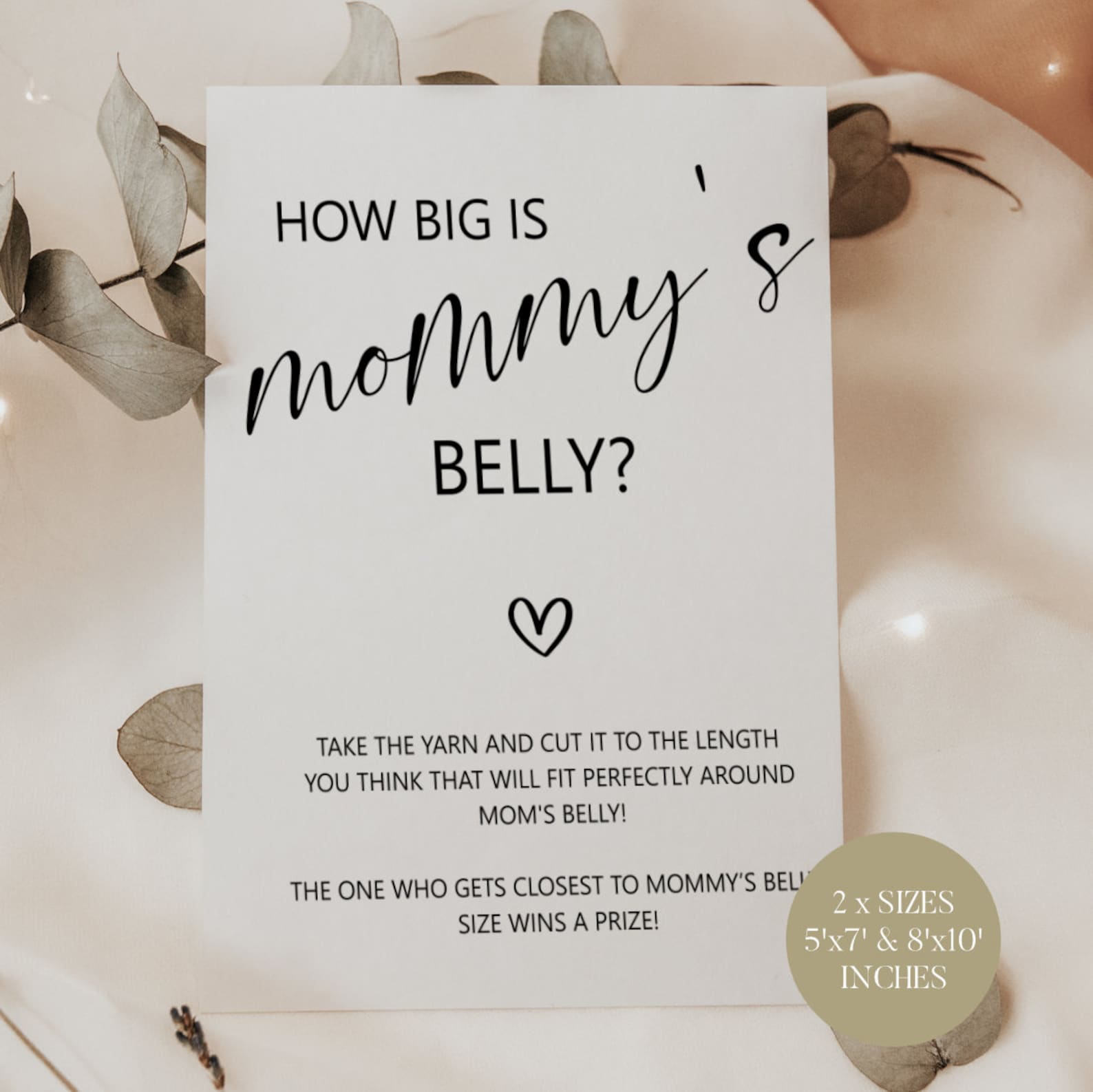 Baby Shower How Big is Mommy's Belly Game How Big is Her Belly Game ...
