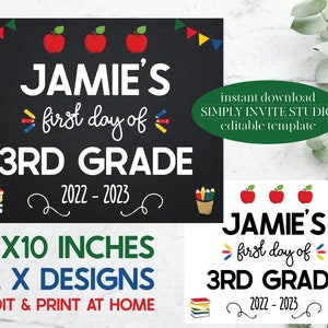 Printable, Editable First Day of School Sign Template, Digital File ...