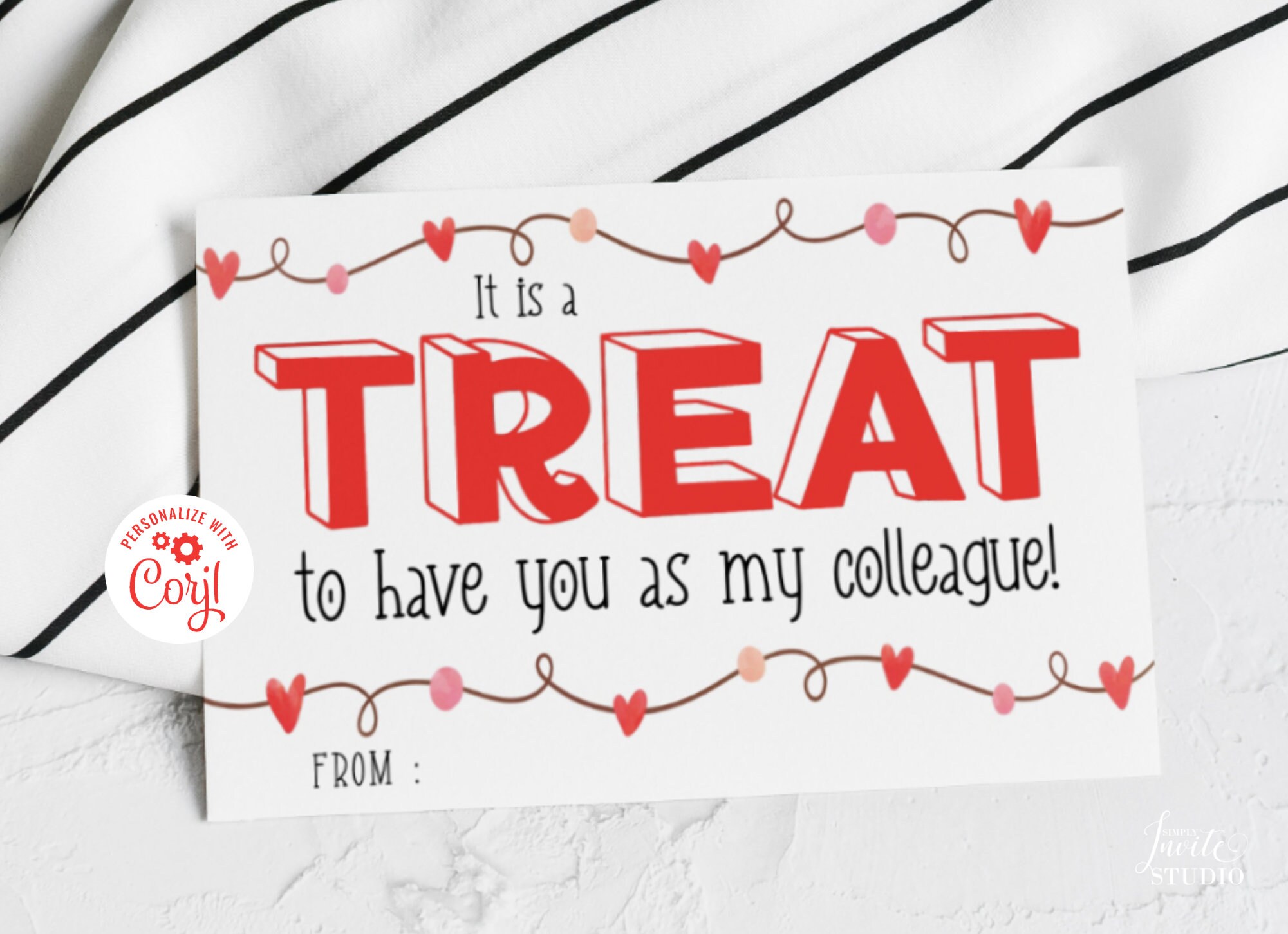 Treat Colleague Valentine's Day Tag, Office Valentine Treat Bag Note ...