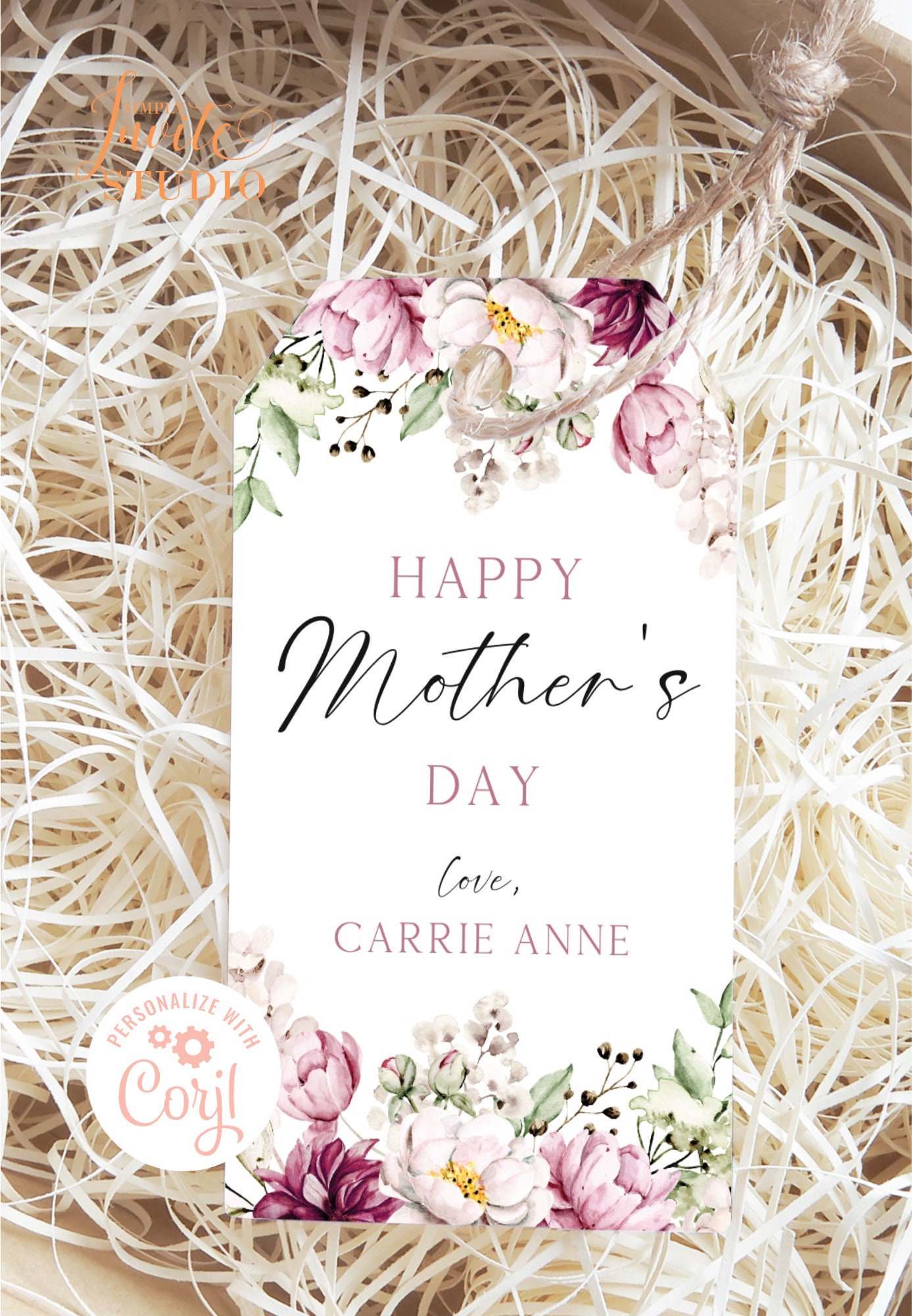Happy Mother's Day Editable Tag Printable Mothers Day Tag - Etsy