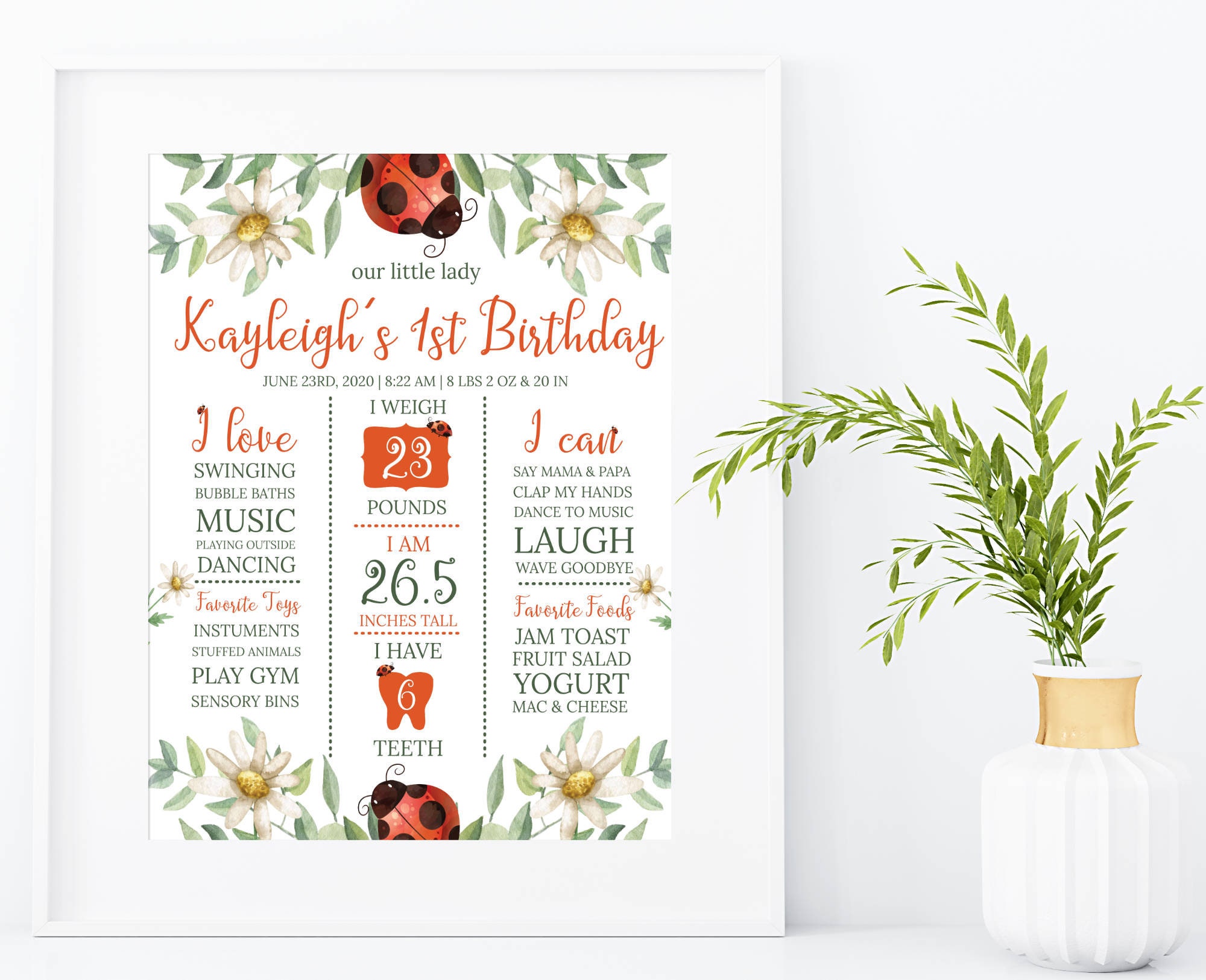 Ladybug 1st Birthday Milestone Poster, Editable Milestone Sign, 1st ...