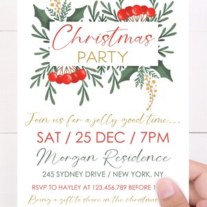 Christmas Party Invitation, Party Announcement, Christmas Hat Party ...