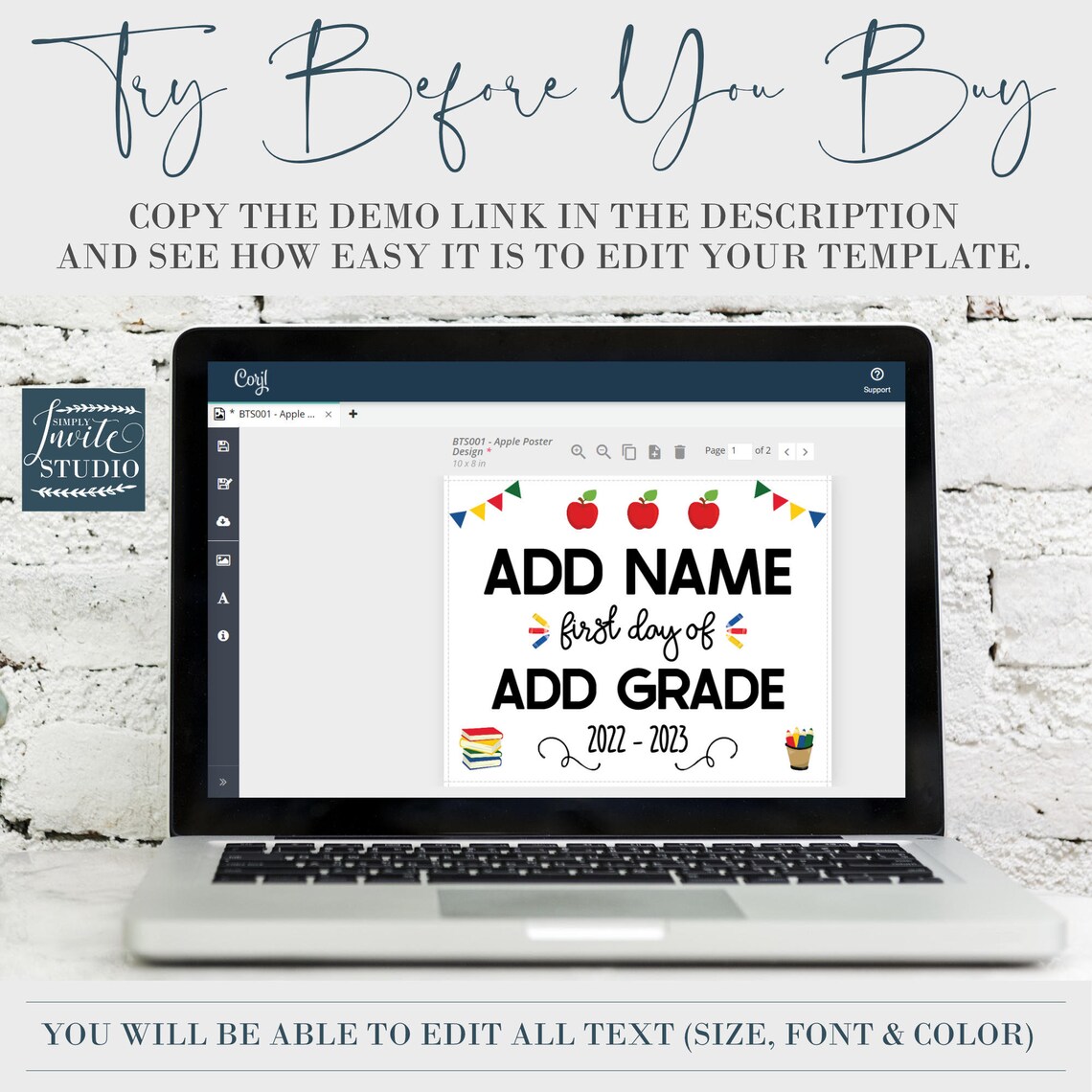 Editable First Day of School Sign Template Digital File First - Etsy