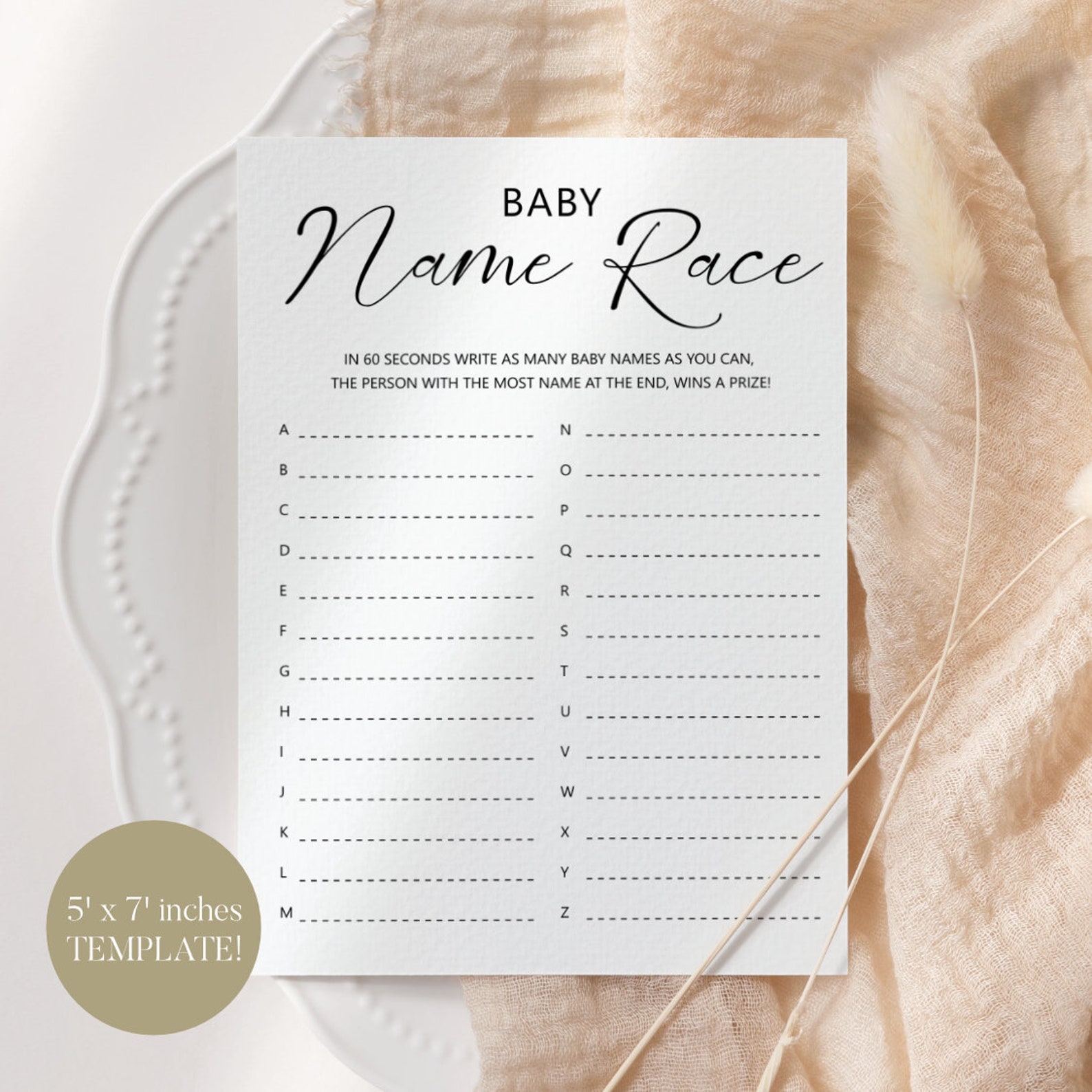 Baby Name Game Baby Shower Games Printable Baby Name Race Game Baby ...