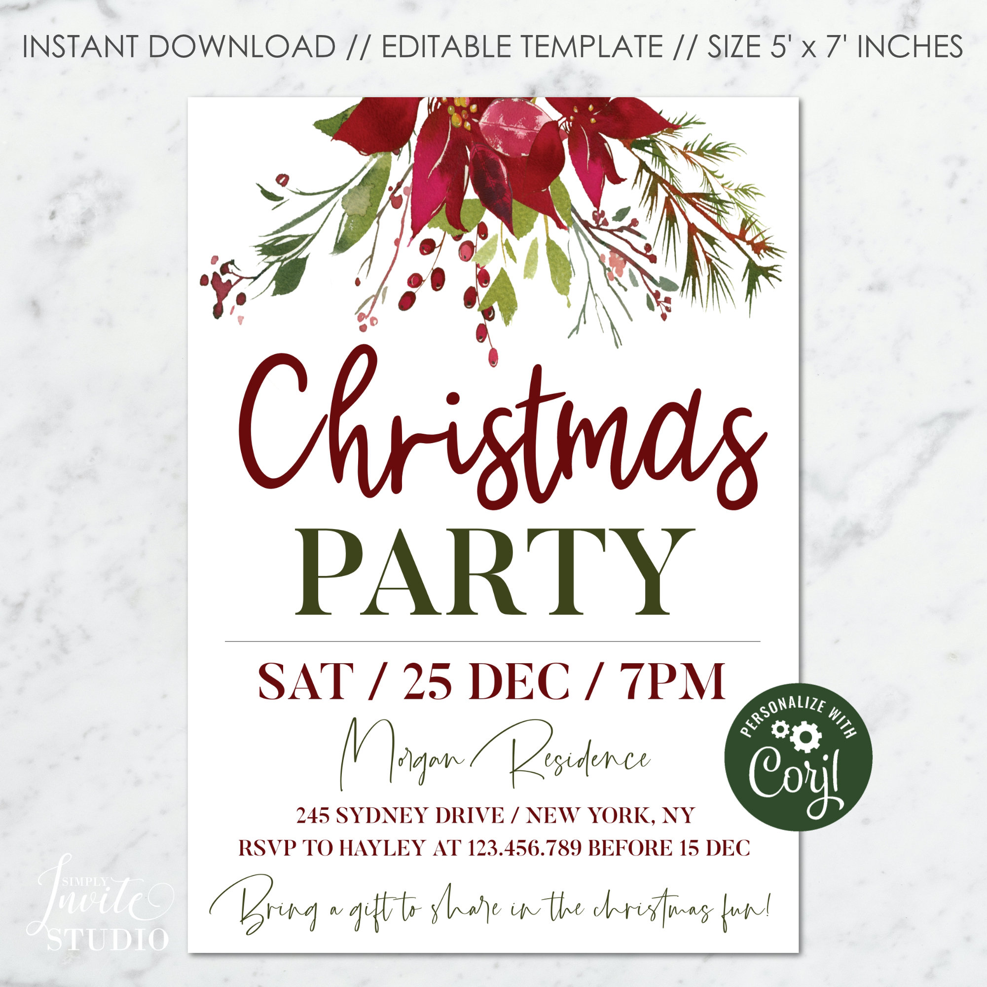 EDITABLE Christmas Party Invitation, Party Announcement, Christmas ...