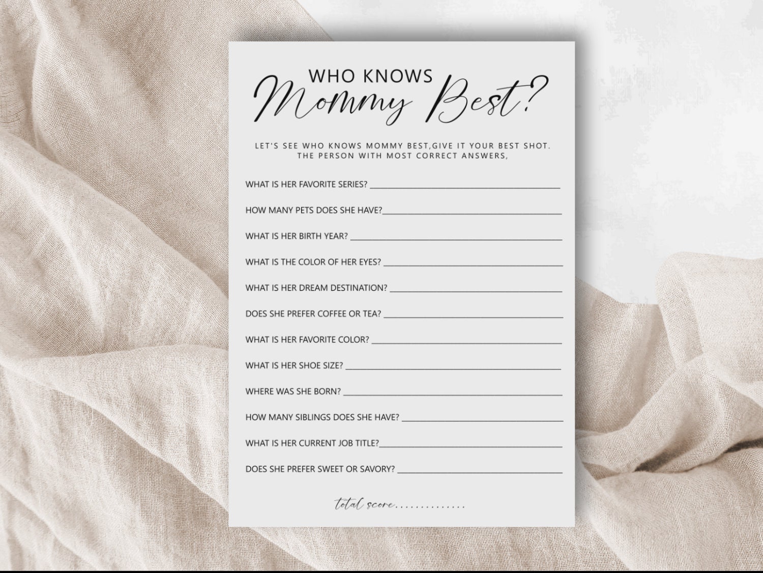Baby Shower Game Who Knows Mommy Best | How Well Do You Know Mommy ...
