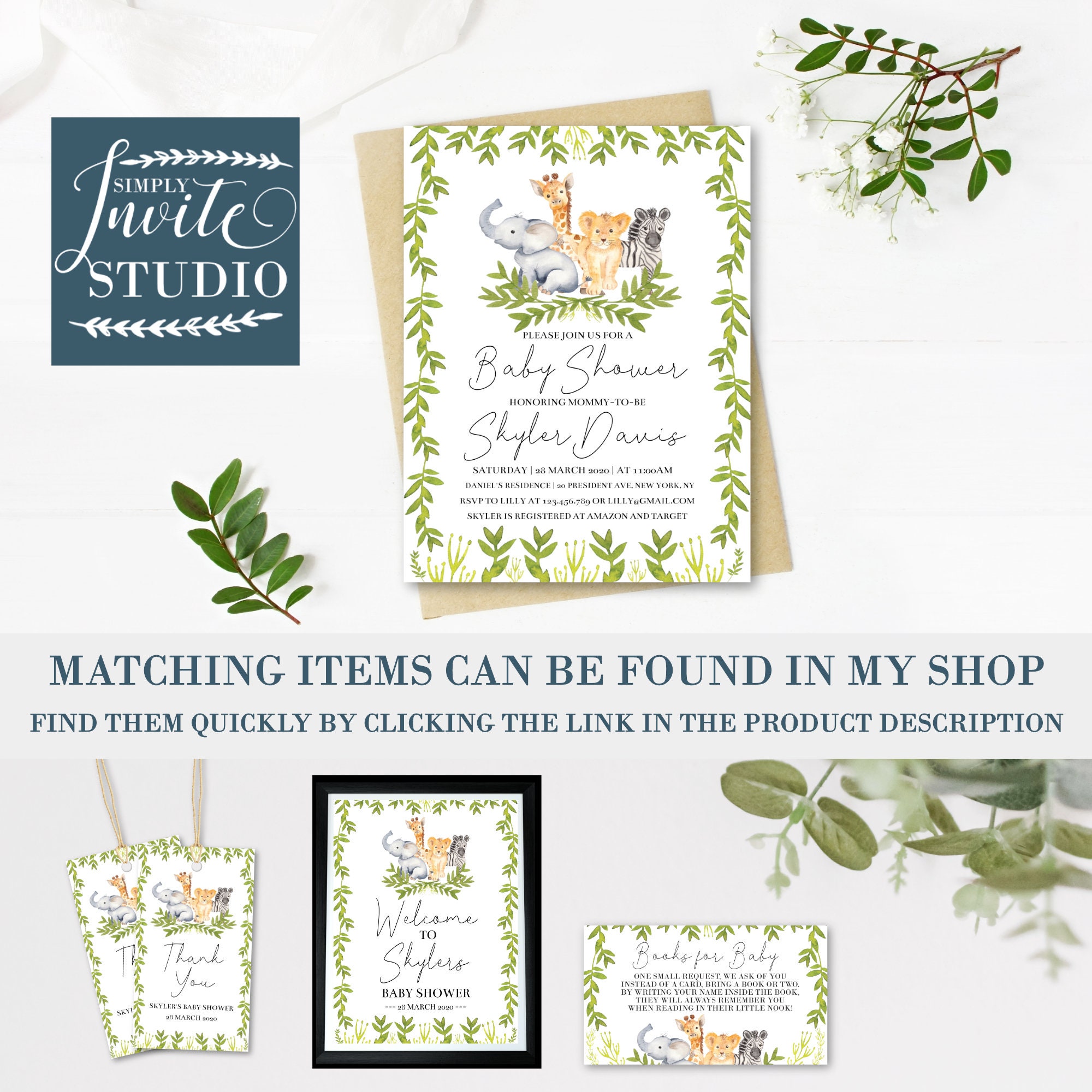 Safari Animal Baby Shower Diaper Raffle Card, Jungle Printable Diaper ...