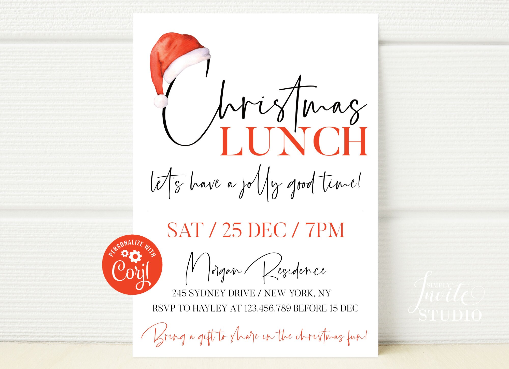 EDITABLE Christmas Lunch Invitation Party Announcement Christmas Hat EDITABLE Christmas Lunch Invitation Party Announcement Christmas Hat