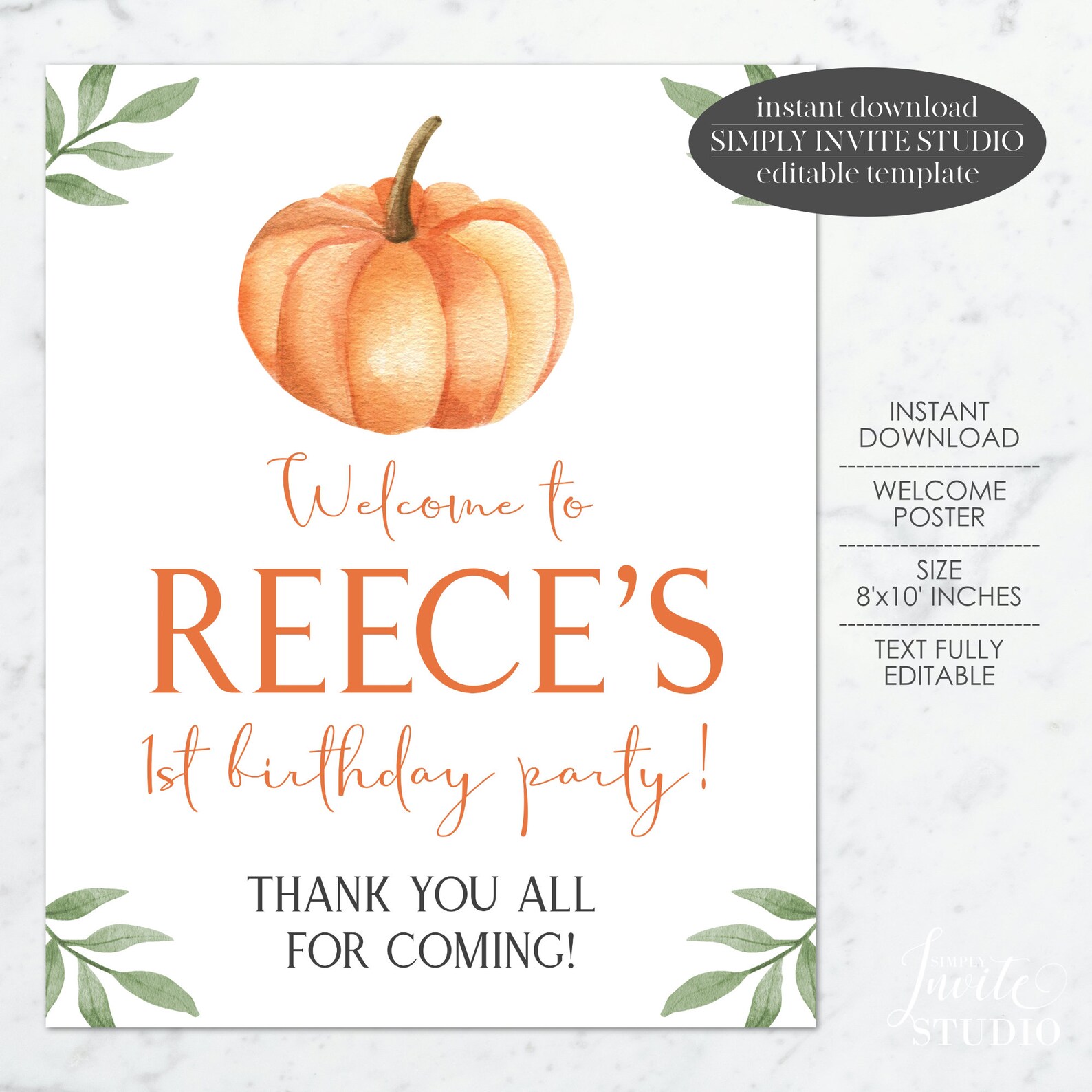 Editable Pumpkin Welcome Sign 8x10 Poster Pumpkin Party - Etsy