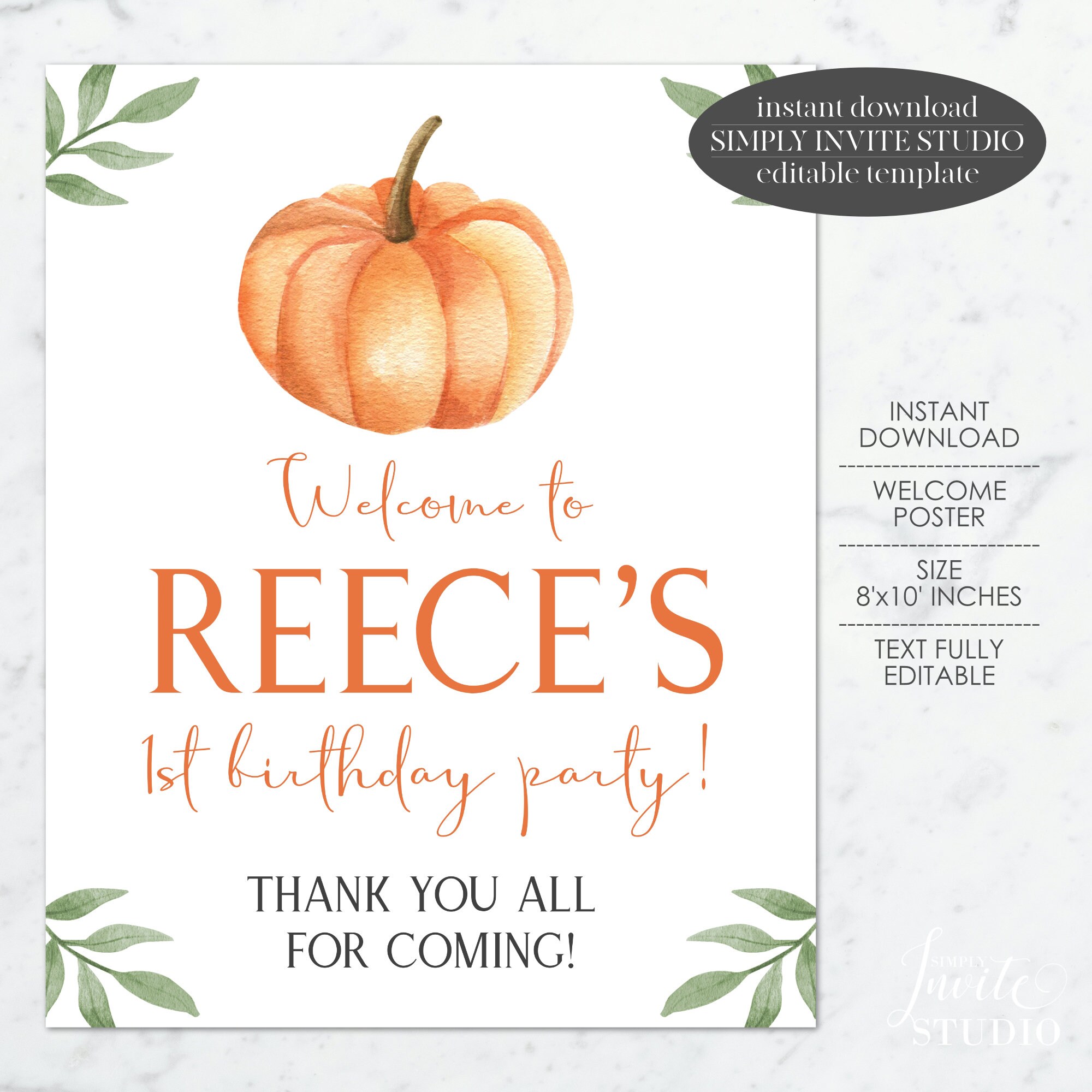 Editable Pumpkin Welcome Sign 8x10 Poster Pumpkin Party - Etsy