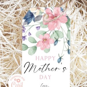 Blush Pink Floral Mother's Day Gift Tags, Printable Mom Tags, Mother's ...