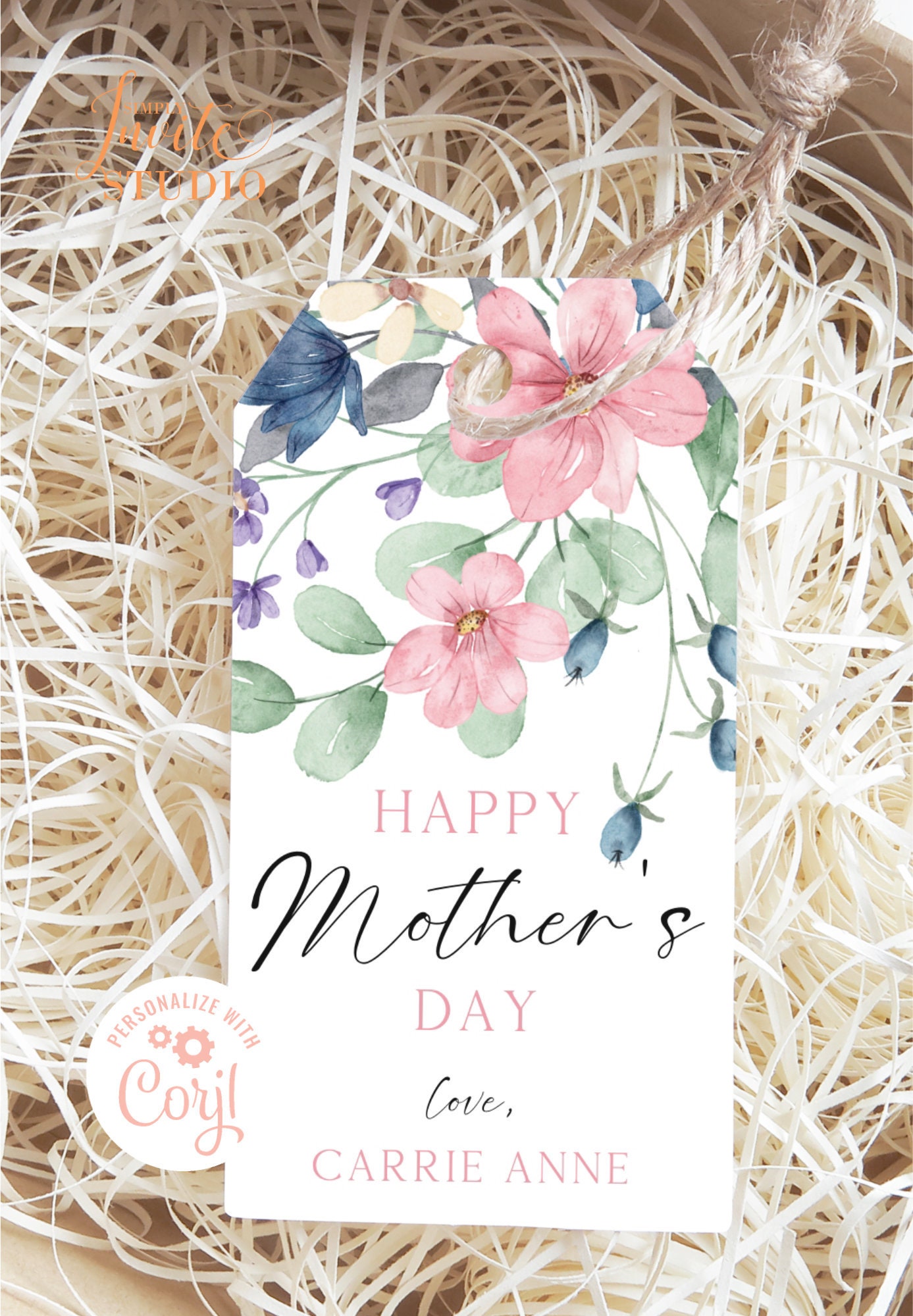 Blush Pink Floral Mother's Day Gift Tags, Printable Mom Tags, Mother's ...