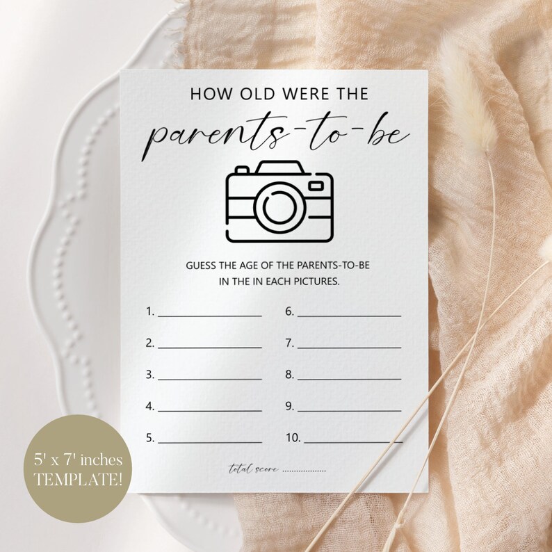 Baby Shower Game How Old Were the Parents-to-be How Old Were They Guess ...