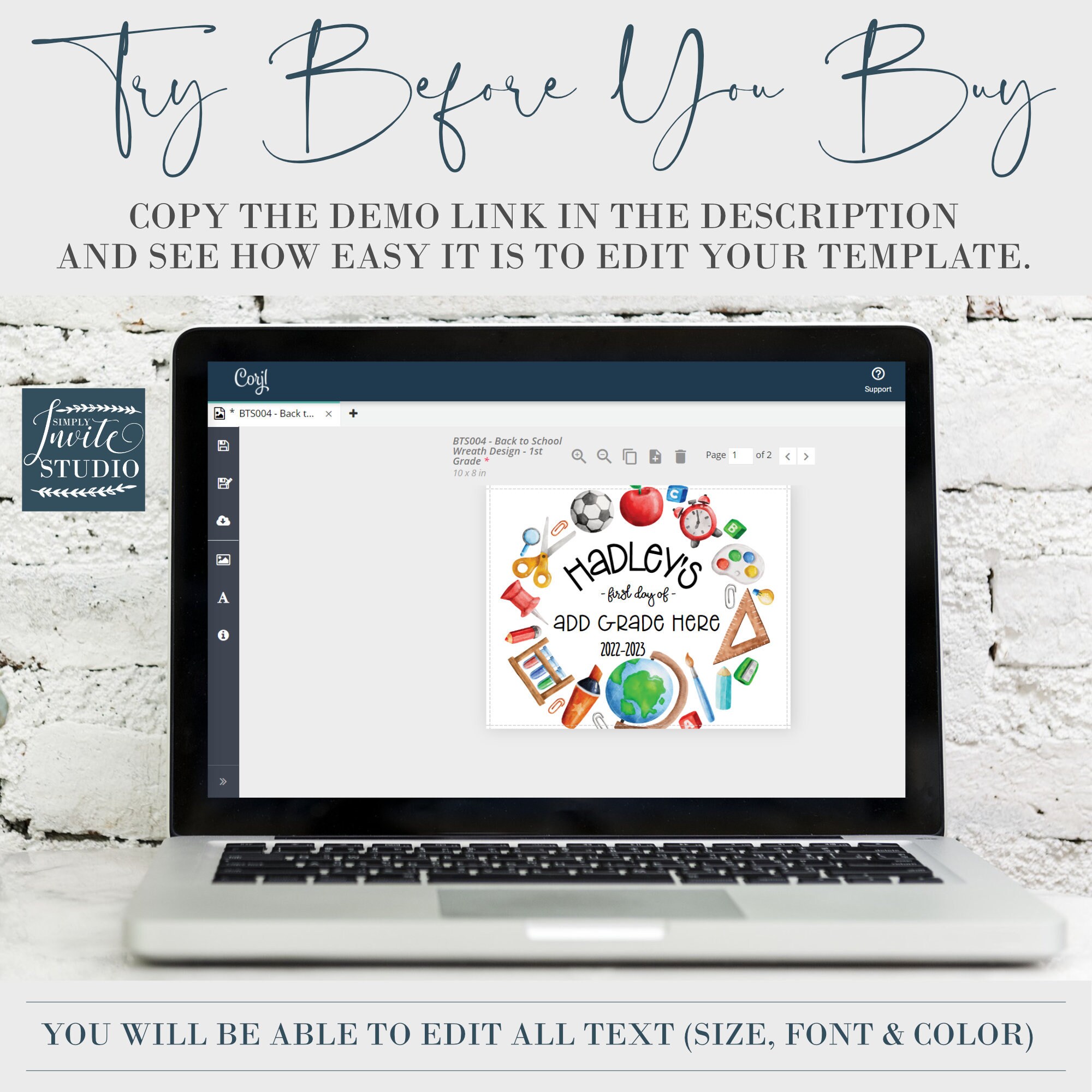 Editable First Day of 5th Grade 5 Poster, First Day of School Sign ...